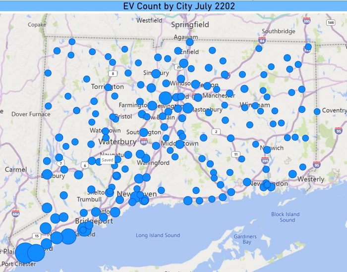 Geography of CT EVs July 2022 | EV Club CT