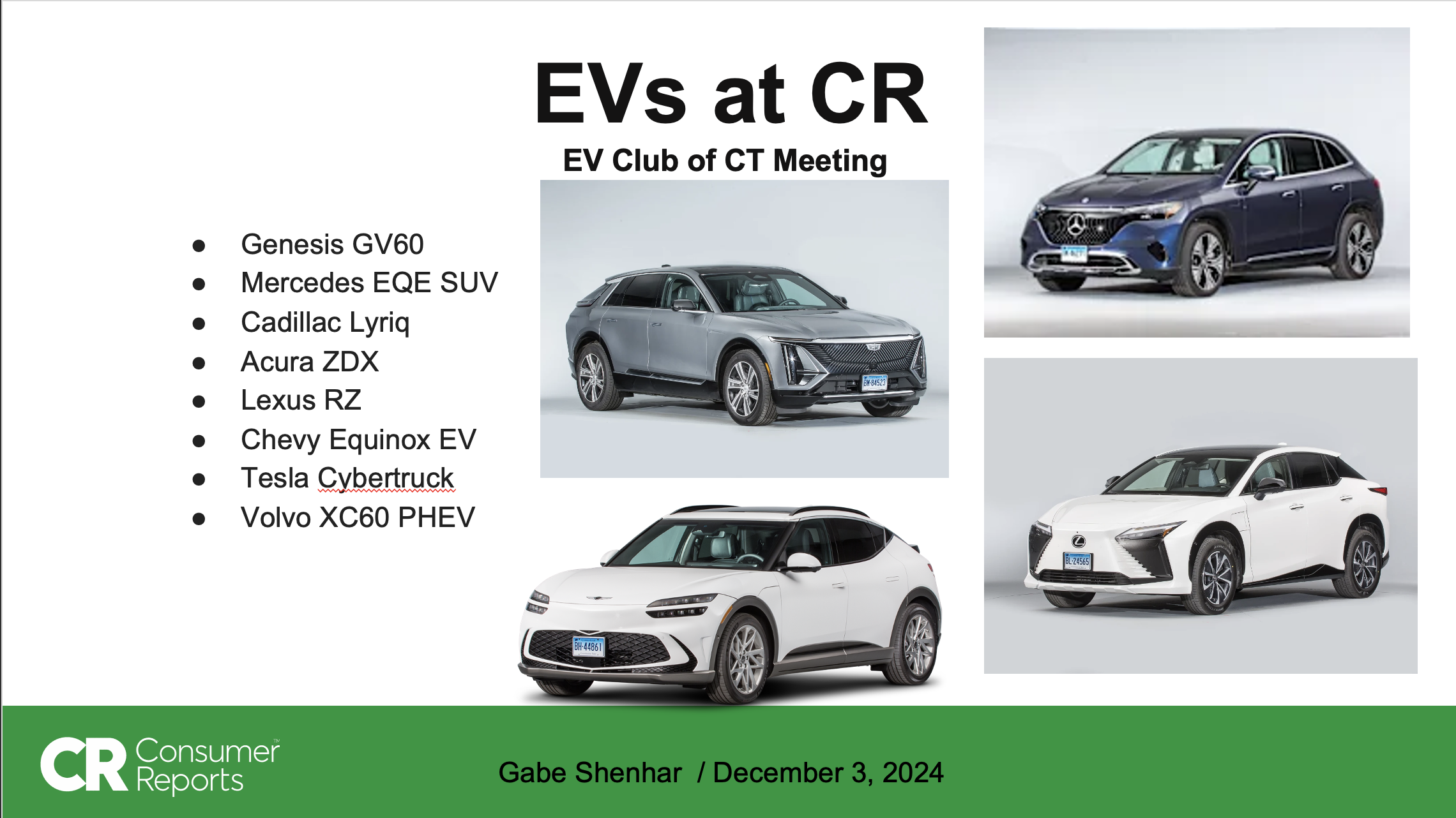 8 EVs Reviewed by Consumer Reports | EV Club CT